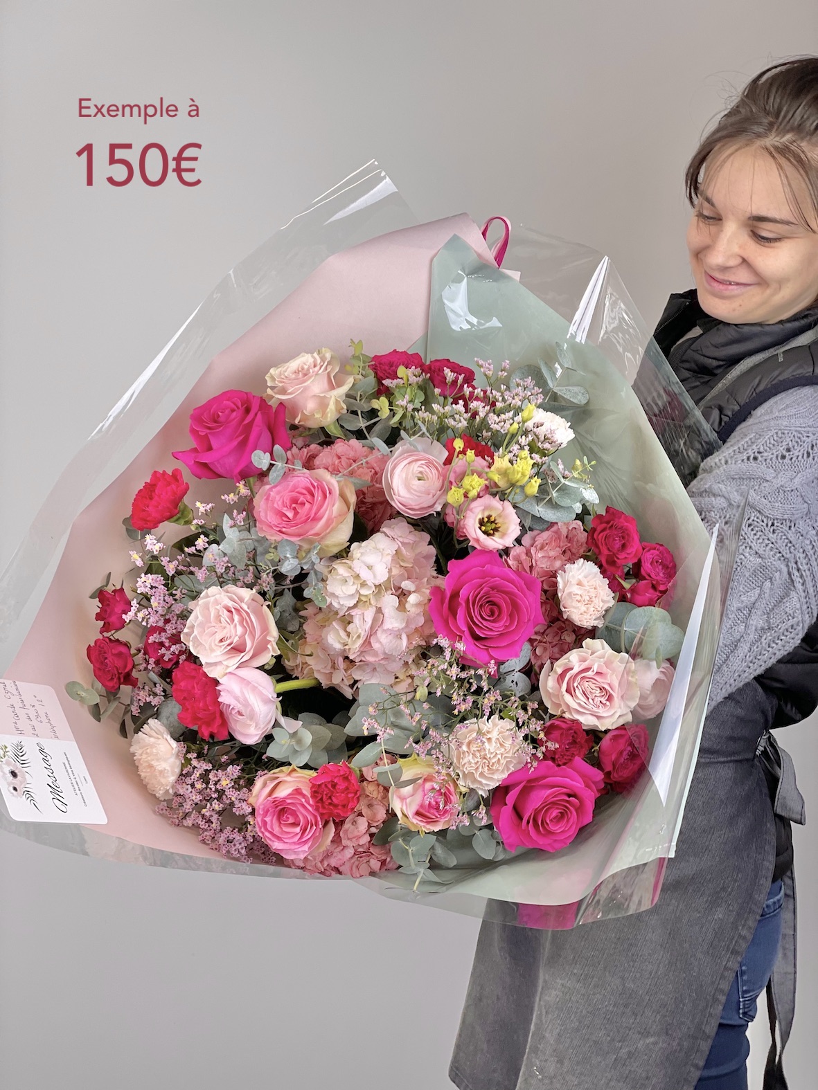 Bouquet de fleurs roses "La Vie en Rose" - Atelier Lavarenne